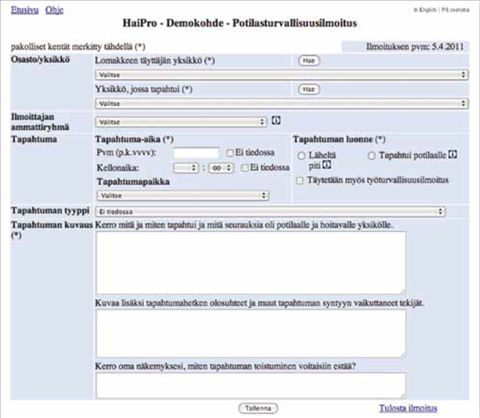 HaiPro - millaisista vaaratapahtumista terveydenhuollon yksiköissä ...